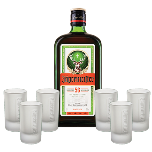 Jägermeister 0.7l + 6 Shot Glasses 4cl - Jagermeister